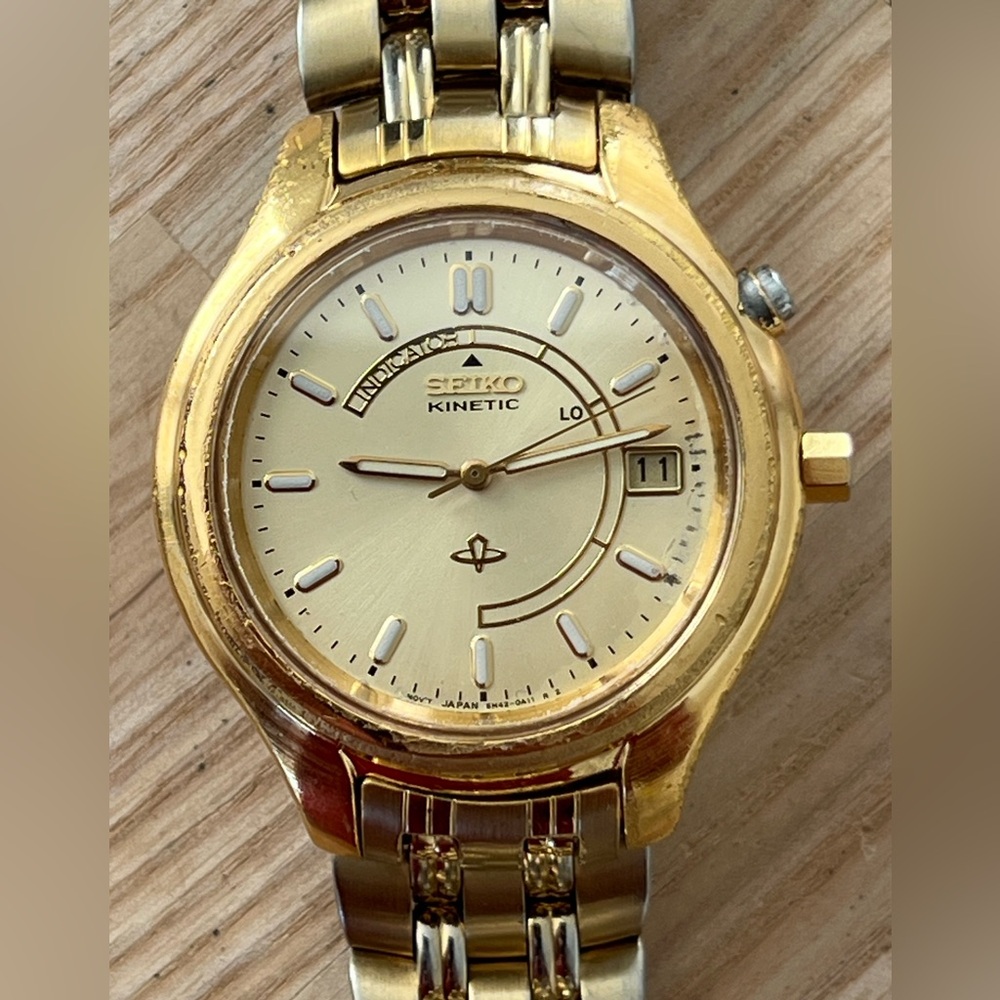 Seiko Kinetic Automatic Men’s Watch Gold-Tone Dial, C… - Gem